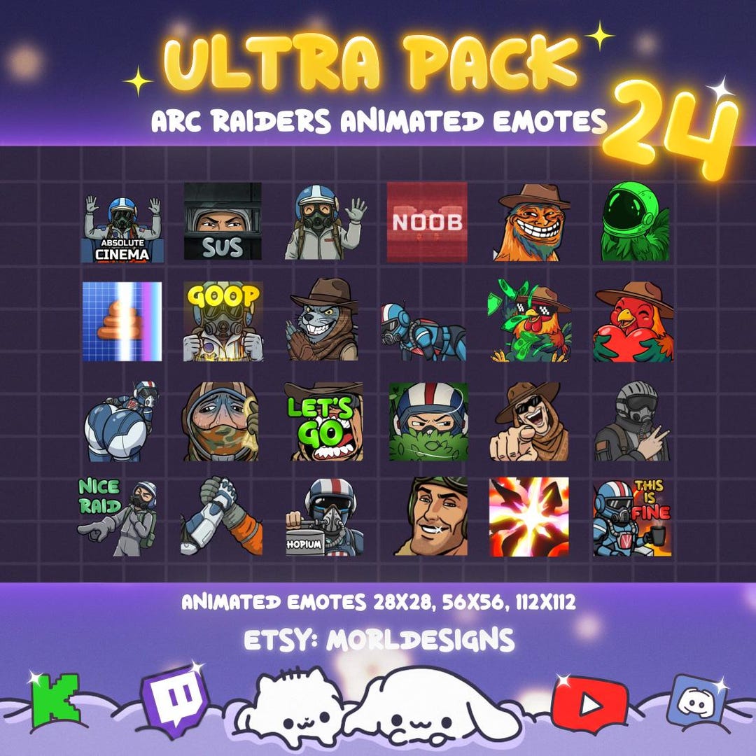 ARC Raiders - ULTRA PACK Animated Emotes. Twitch, Discord, Youtube ...