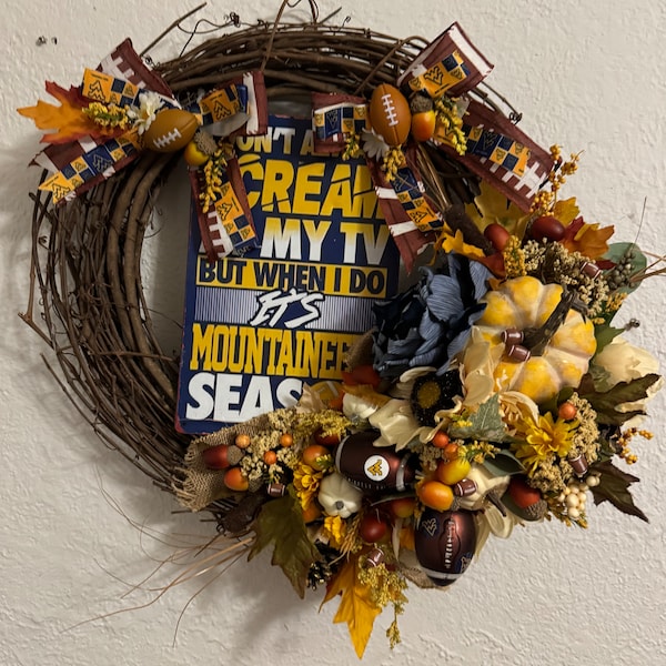 Wvu Wreath - Etsy