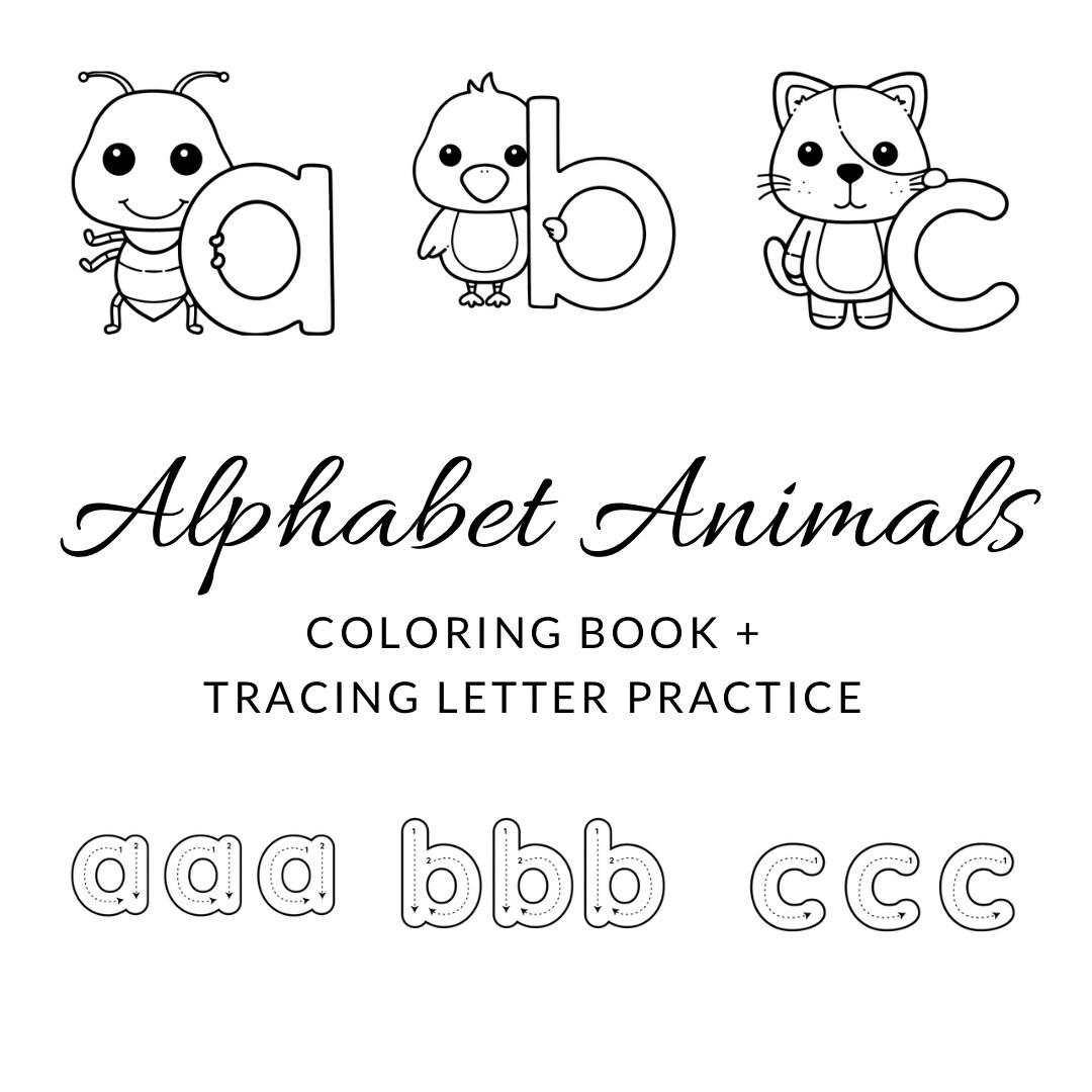 Animal & Letter Coloring Book + Letter Writing Practice - Etsy