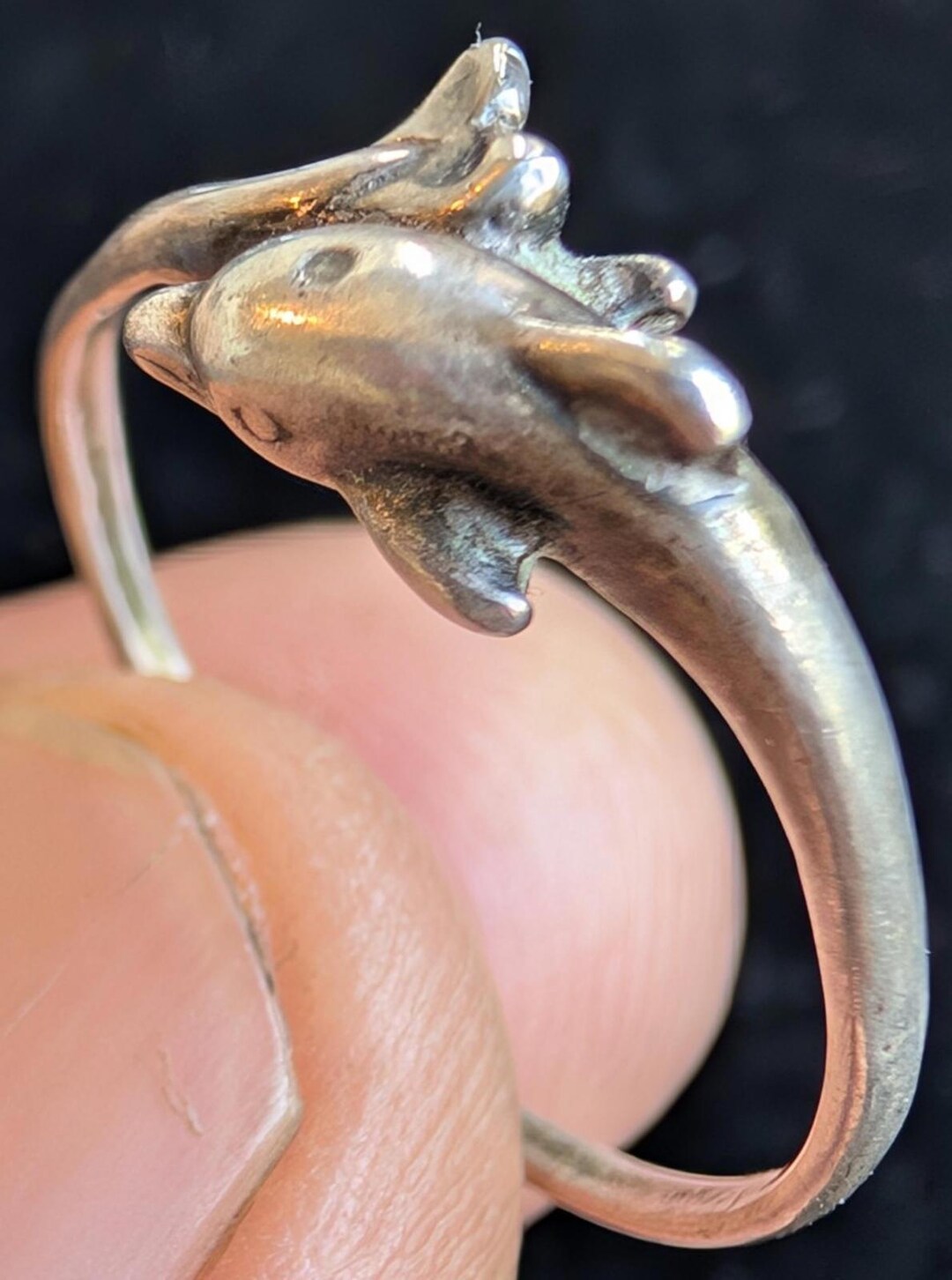 Vintage DOLPHIN Sterling Silver 925 Ring - Size 8 1/2 - Etsy