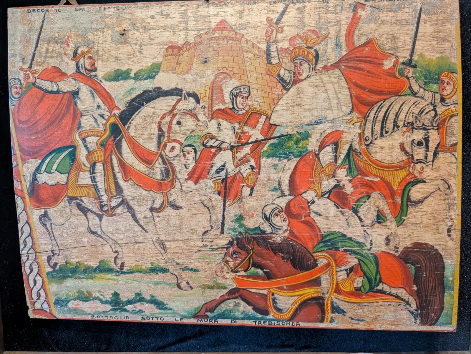 19th C. Florentine Medieval Knights Oil Painting on Panel From Sicilian ...