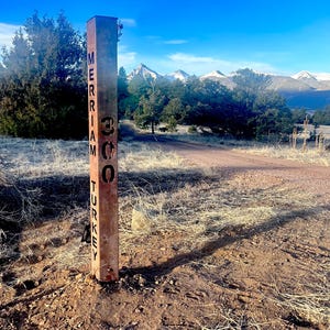 Custom Address Sign Post. Solar Lighted Inside the Column. Rust Finish ...