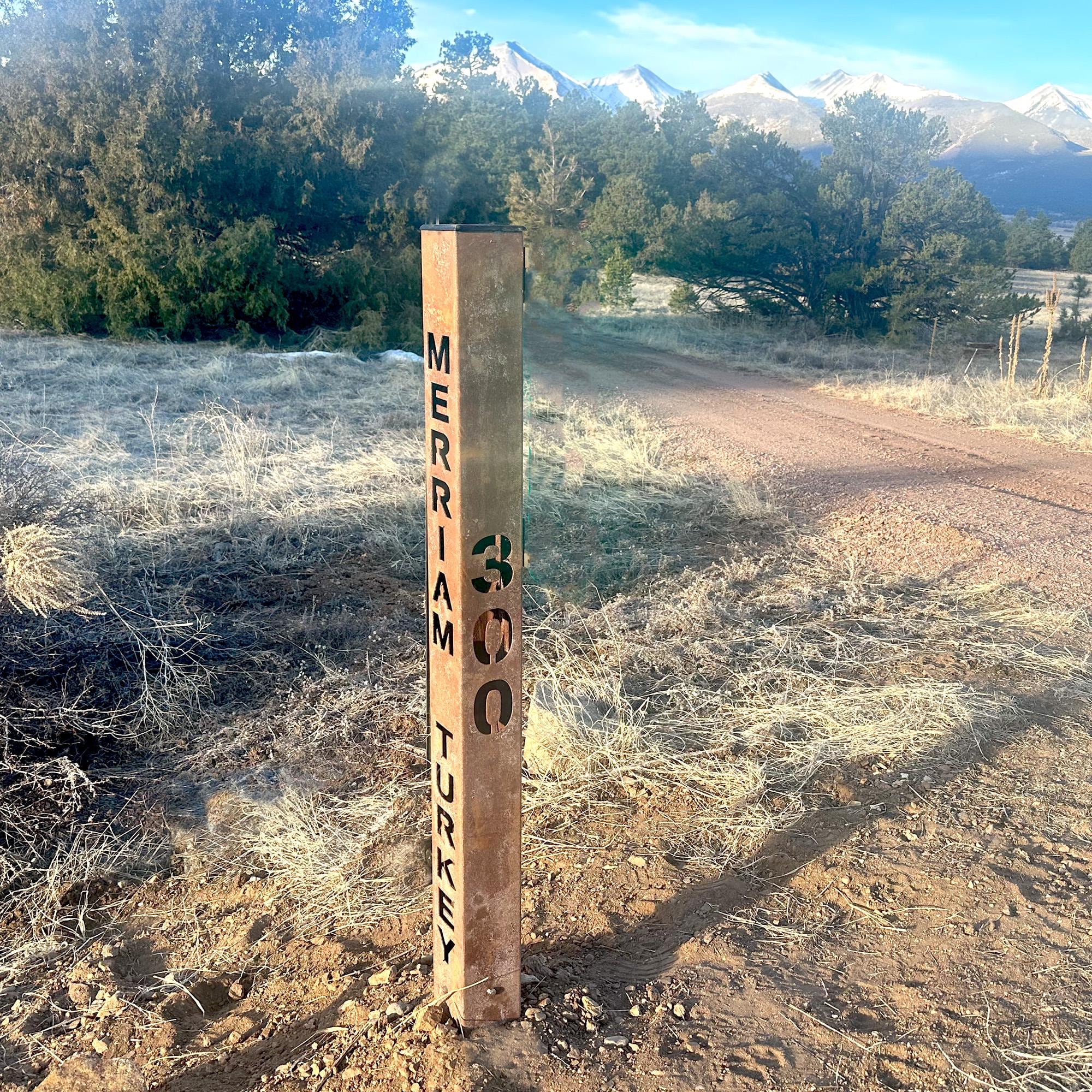Custom Address Sign Post. Solar Lighted Inside the Column. Rust Finish ...