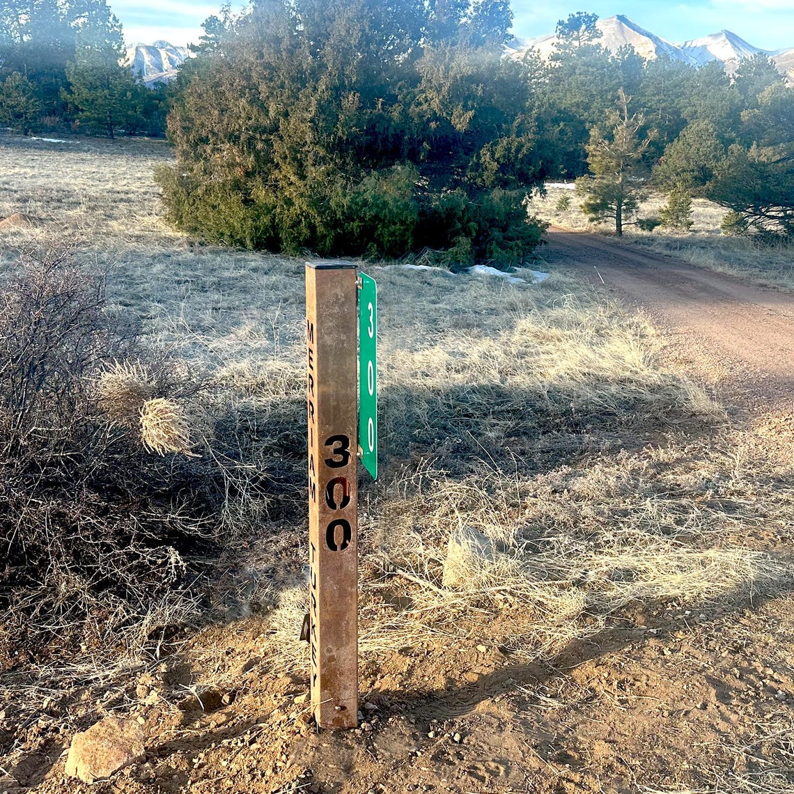 Custom Address Sign Post. Solar Lighted Inside the Column. Rust Finish ...