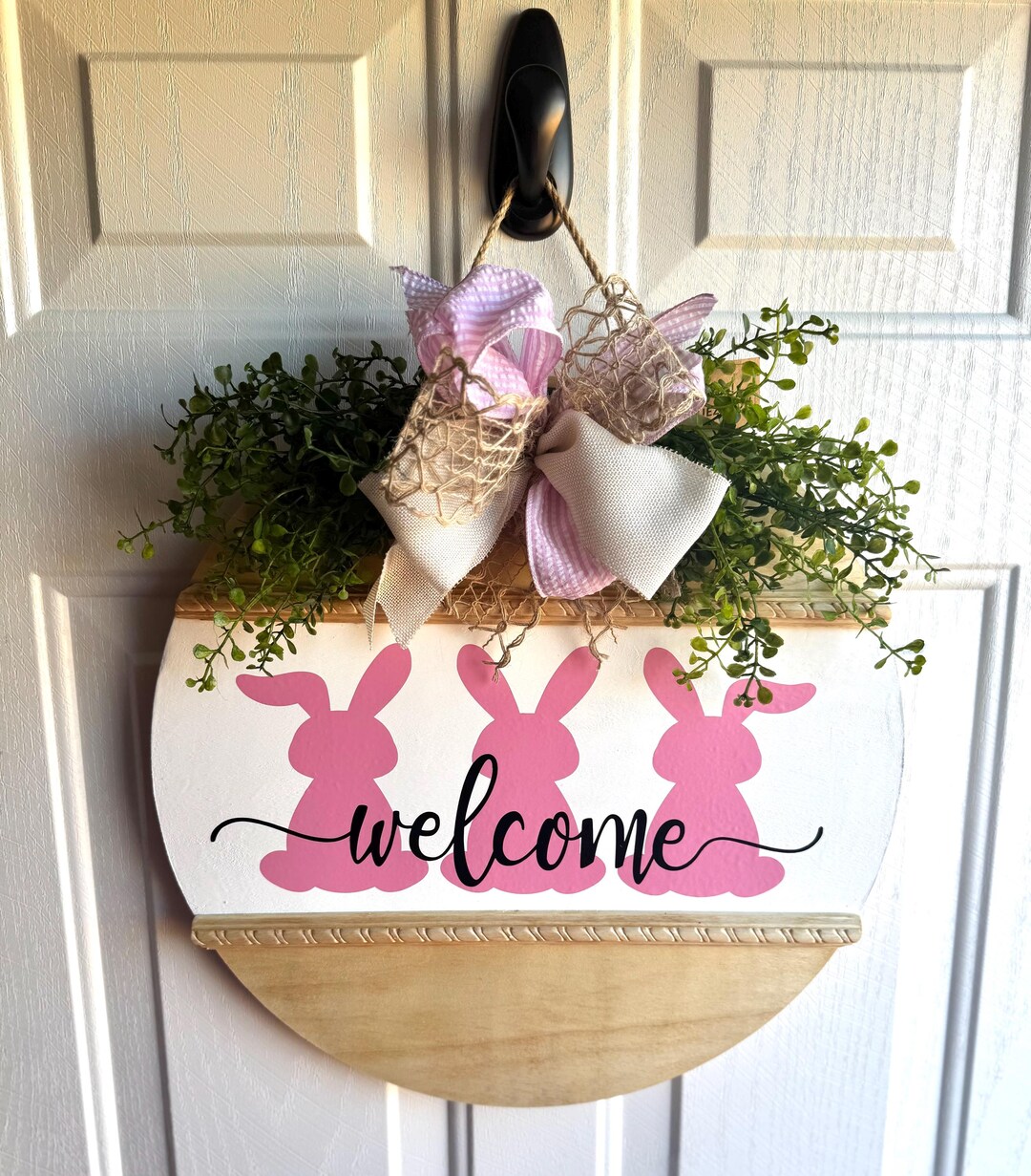 Easter Bunny Welcome Door Hanger – Handmade Spring Front Door Sign - Etsy