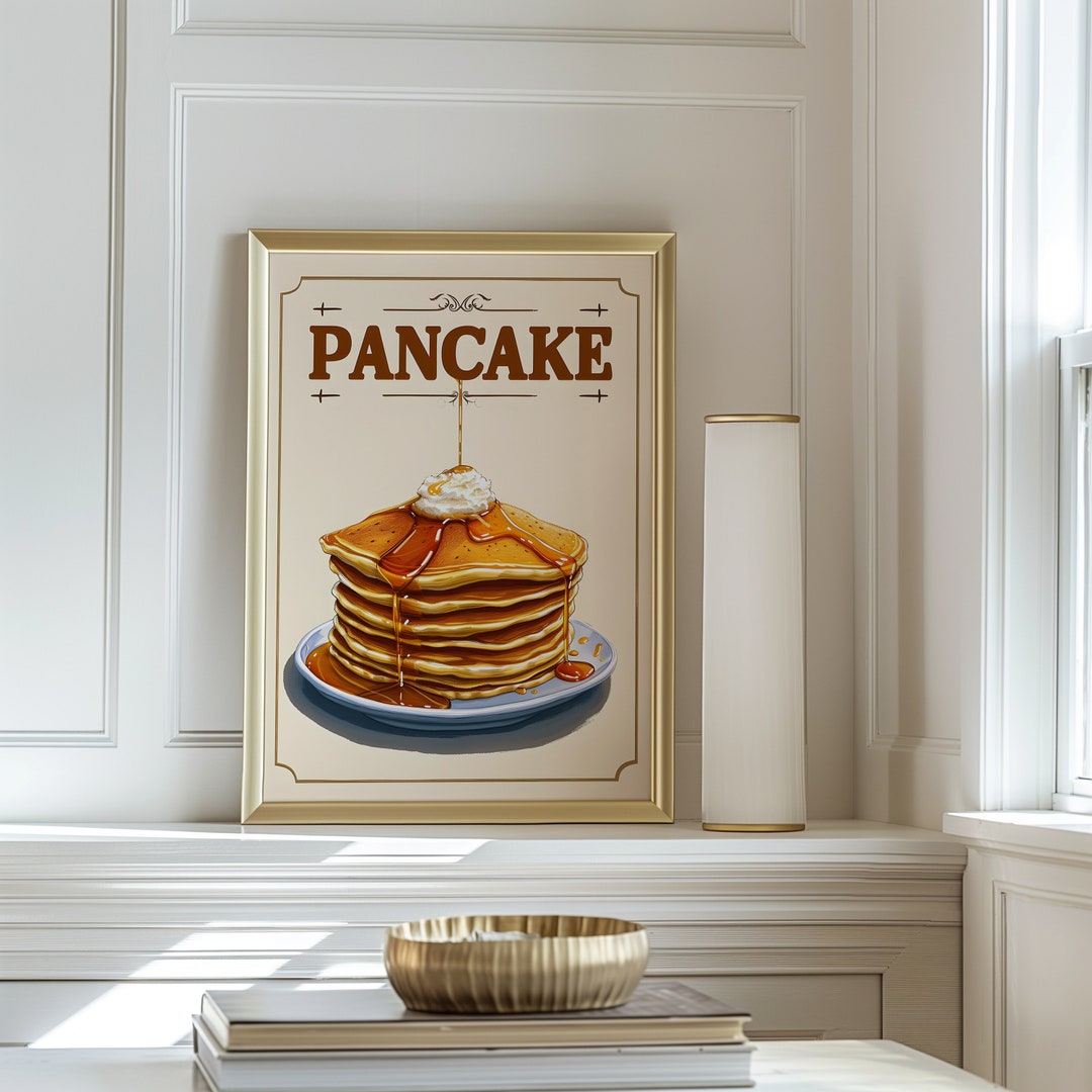 Pancake and Syrup Poster, Food Poster, Breakfast Poster, Kitchen Poster ...