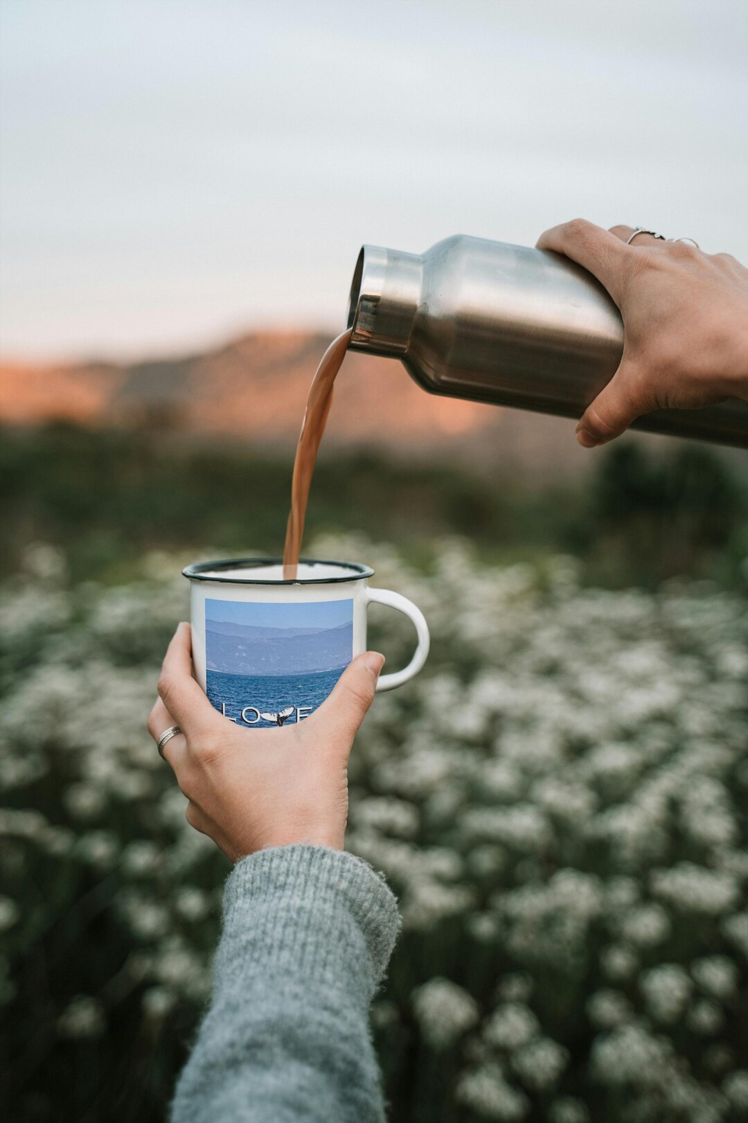Enamel Camping Mug, Humpback Whale Tail, Love Our Oceans, Outdoor ...