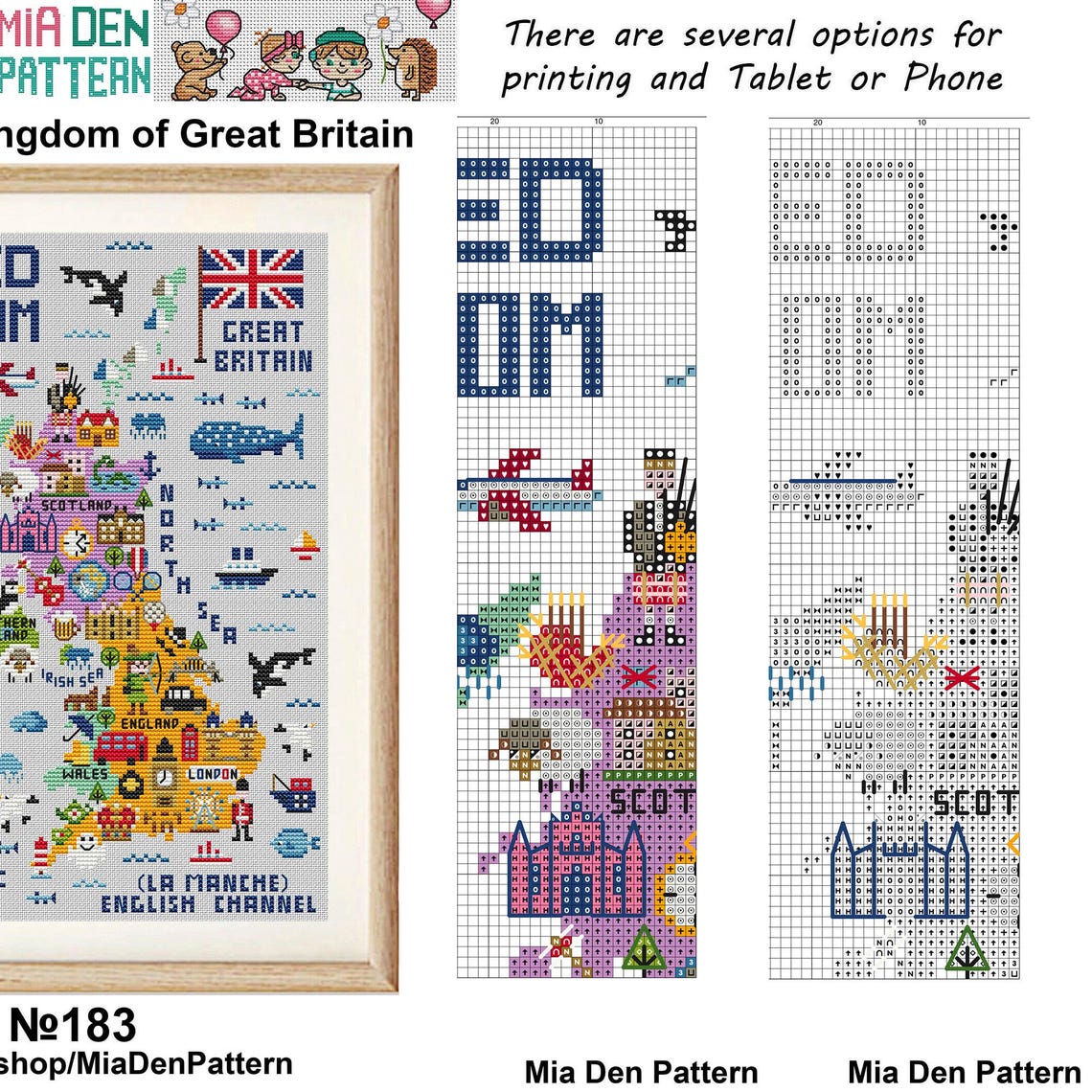 Great Britain UK Map Modern Cross Stitch Pattern Pdf UK Map for Kids ...