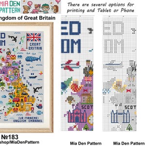 Great Britain UK Map Modern Cross Stitch Pattern Pdf UK Map for Kids ...