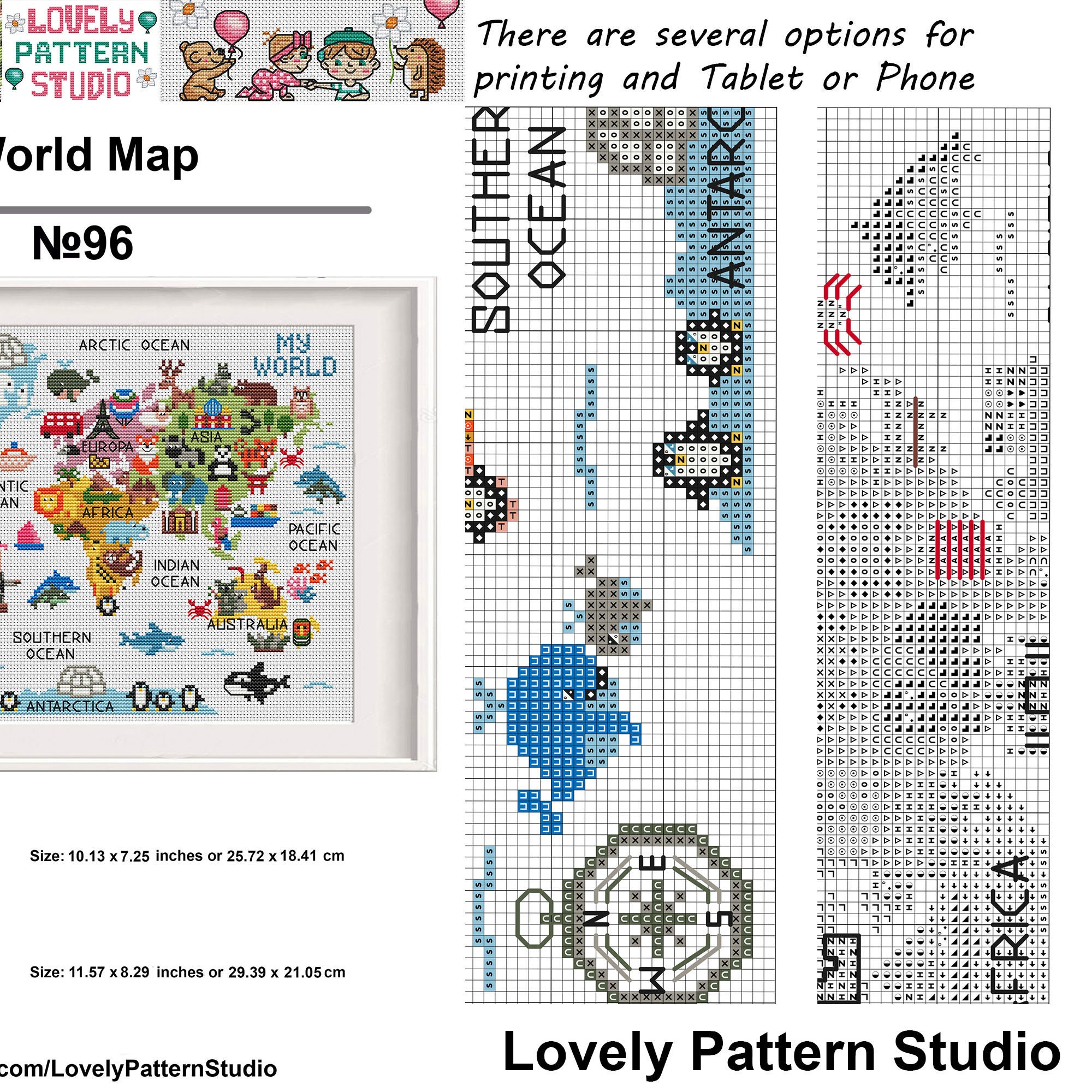 World Map for Kids My World Modern Cross Stitch Pdf Pattern #96 Wild ...