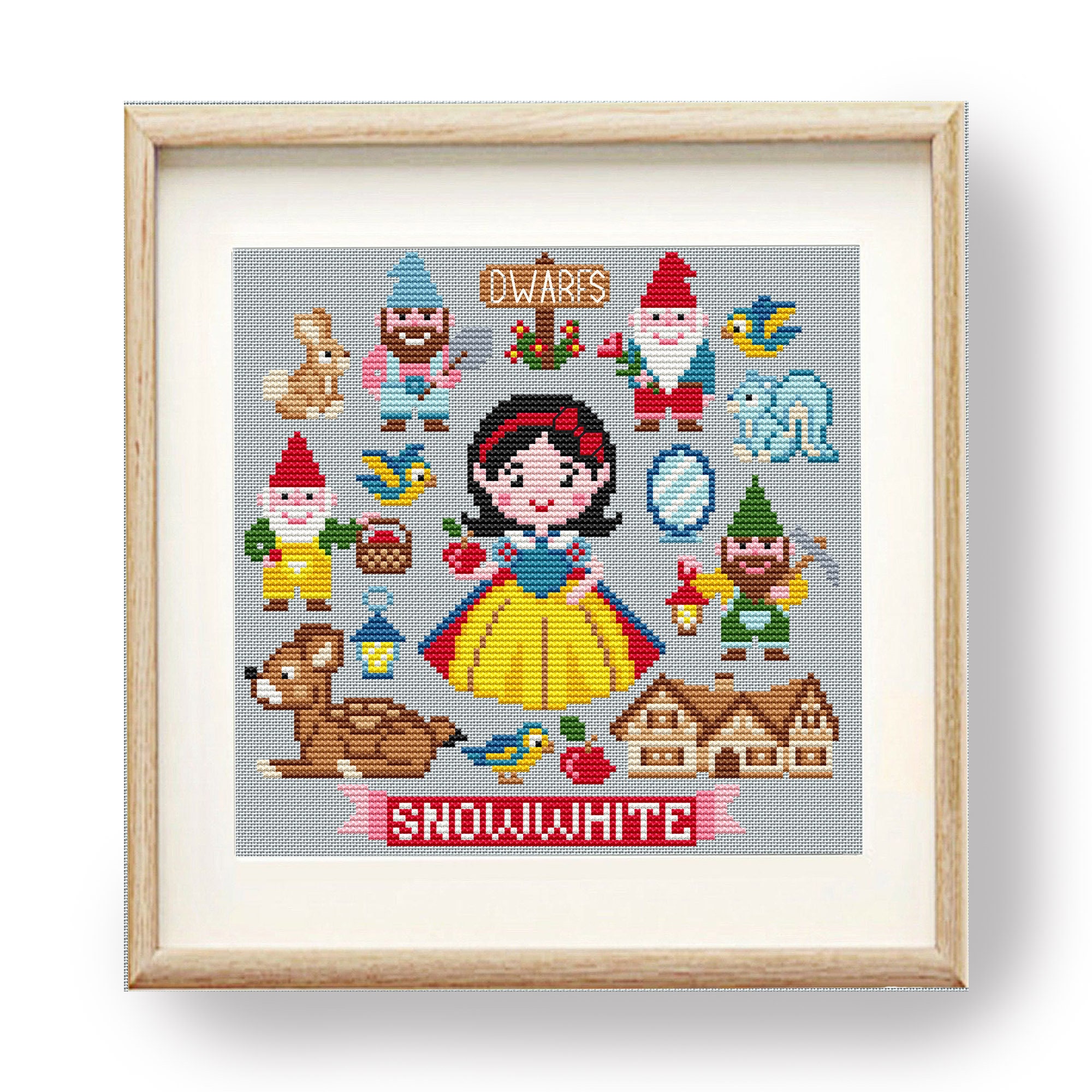 Snow White Modern Cross Stitch Pattern Pdf 139 Dwarfs Cross Stitch Baby ...