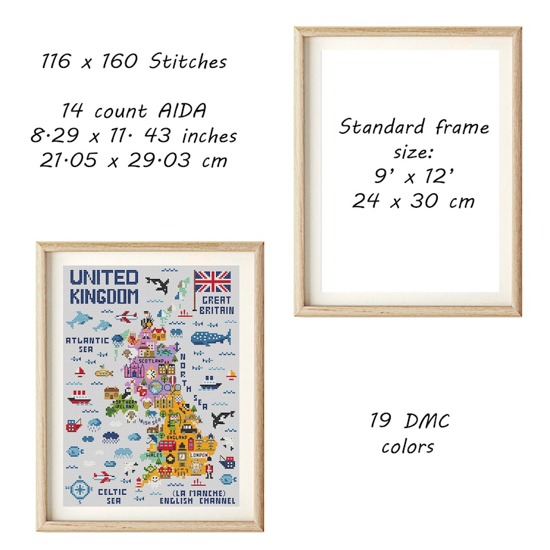 Great Britain UK Map Modern Cross Stitch Pattern Pdf UK Map for Kids ...