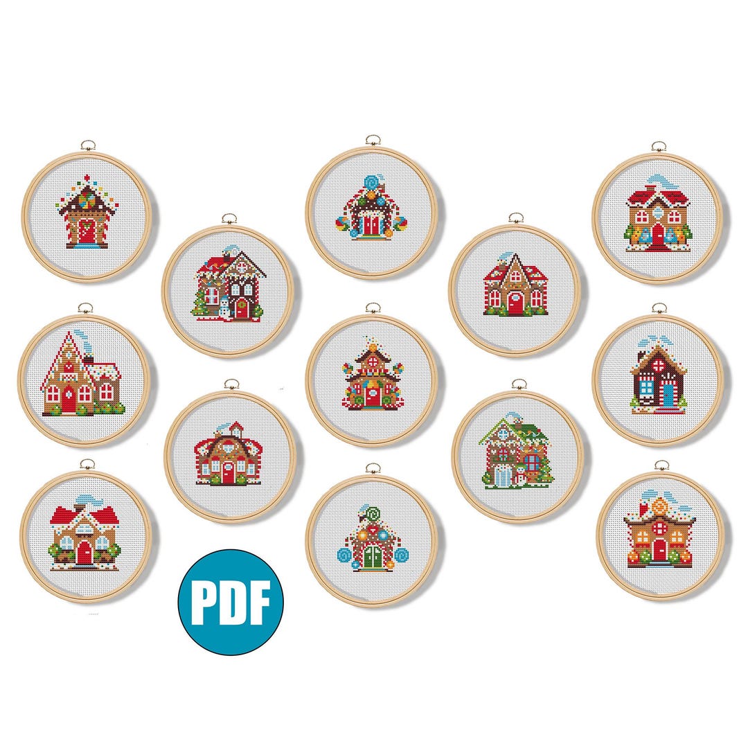 Gingerbread Houses Cross Stitch Pattern Pdf #143A and B Christmas Decor ...