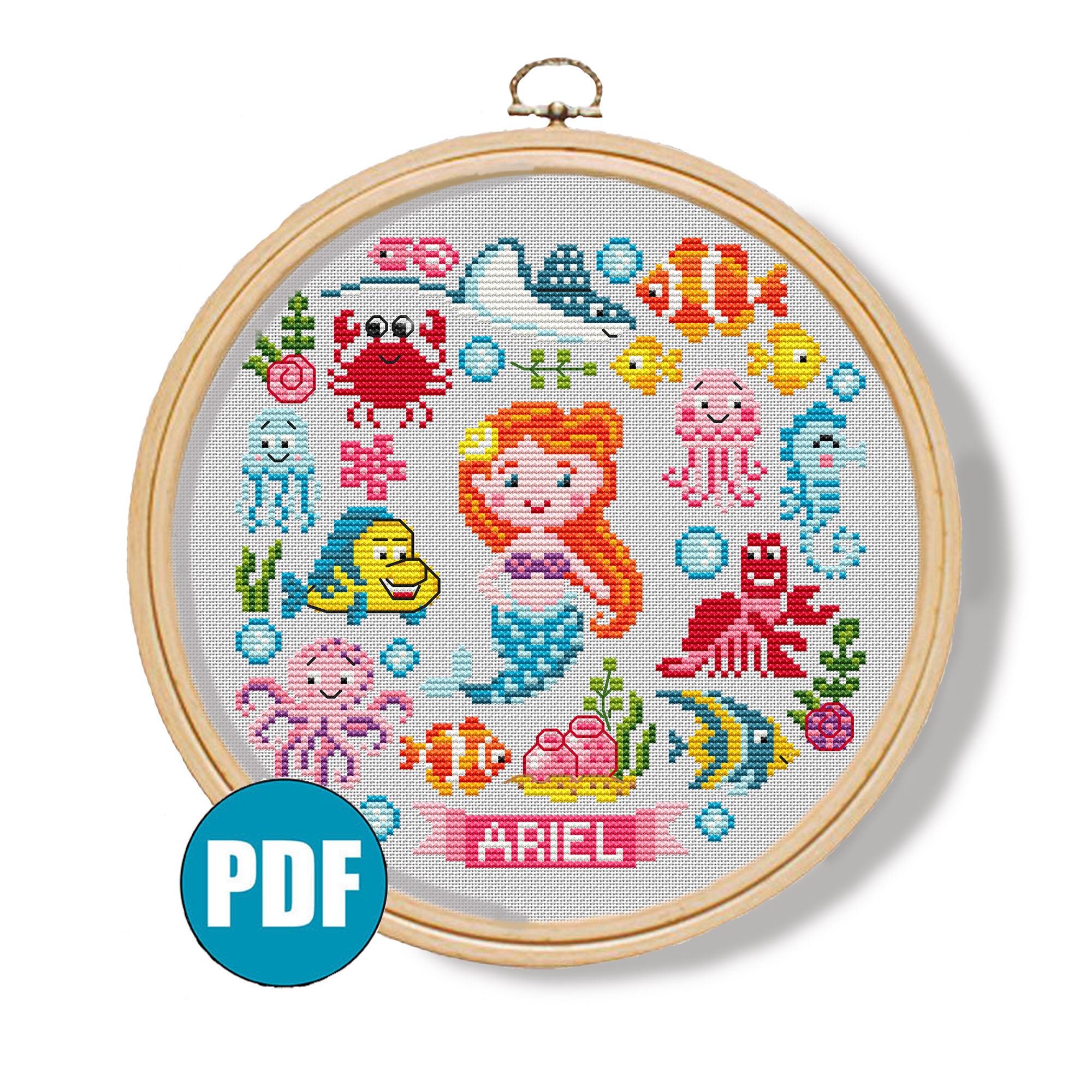 Ariel Mermaid Cross Stitch Pattern Pdf #146 the Little Mermaid Princess ...