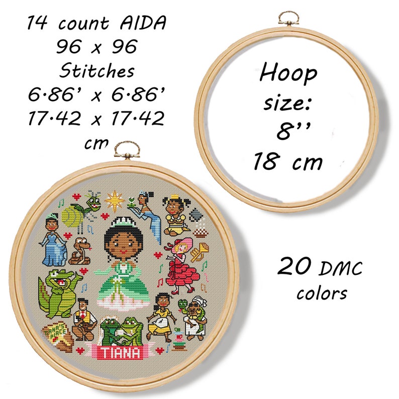 Tiana the Princess and the Frog Cross Stitch Pattern Pdf #181 Naveen Louis Ray Tiana's Place ...