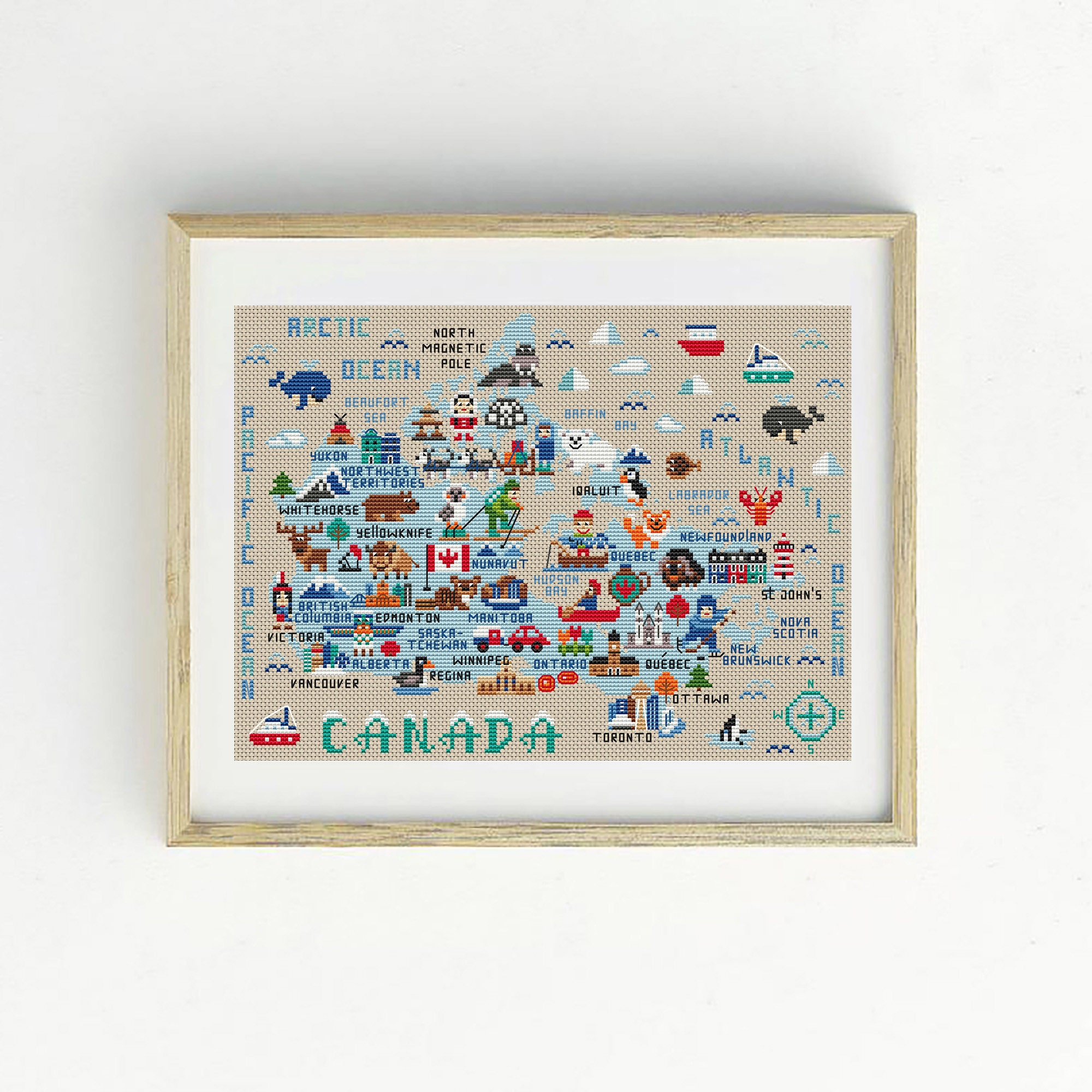Canada Map Cross Stitch Pattern Pdf 163 Map of Canada Animal Cross ...