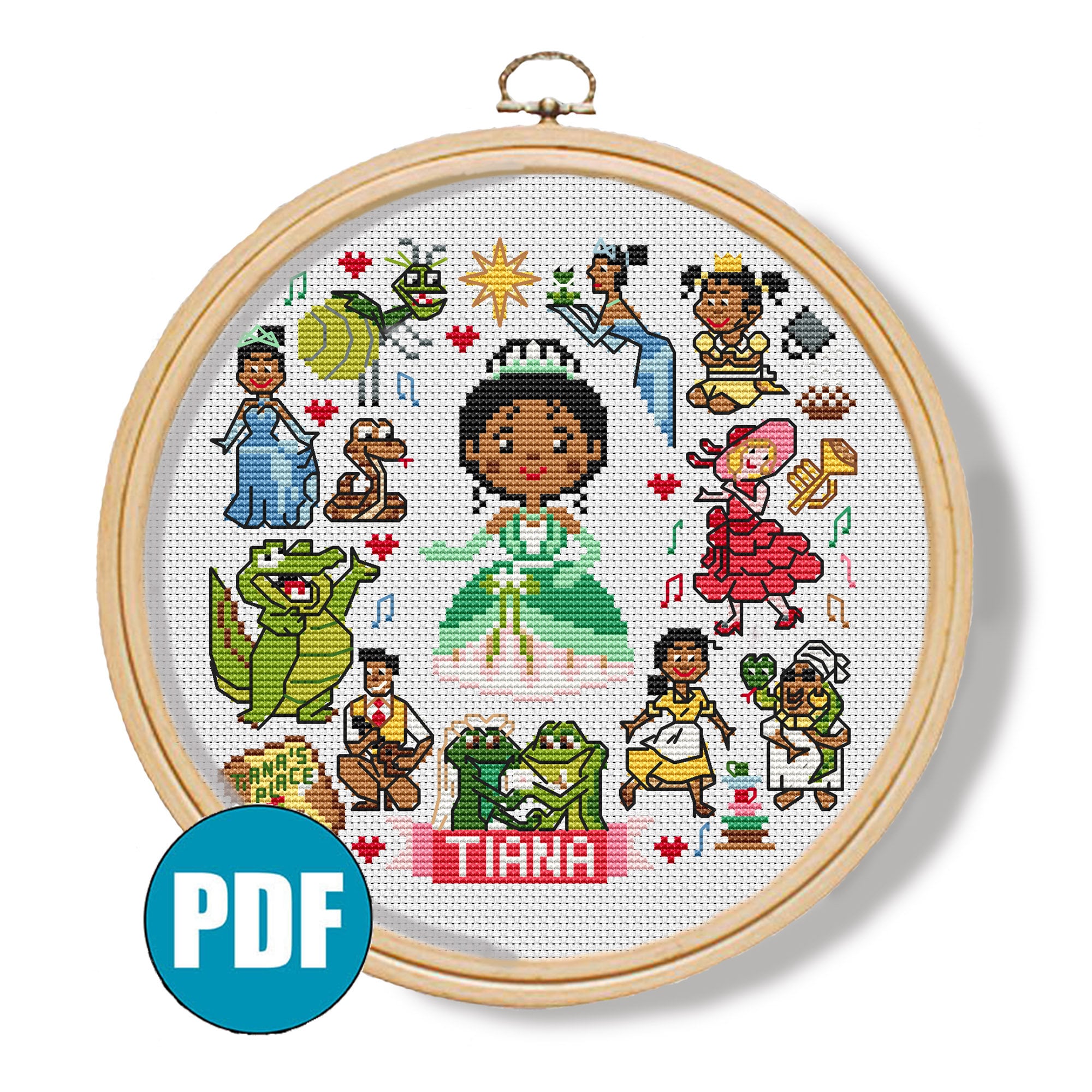 Tiana the Princess and the Frog Cross Stitch Pattern Pdf #181 Naveen Louis Ray Tiana's Place ...