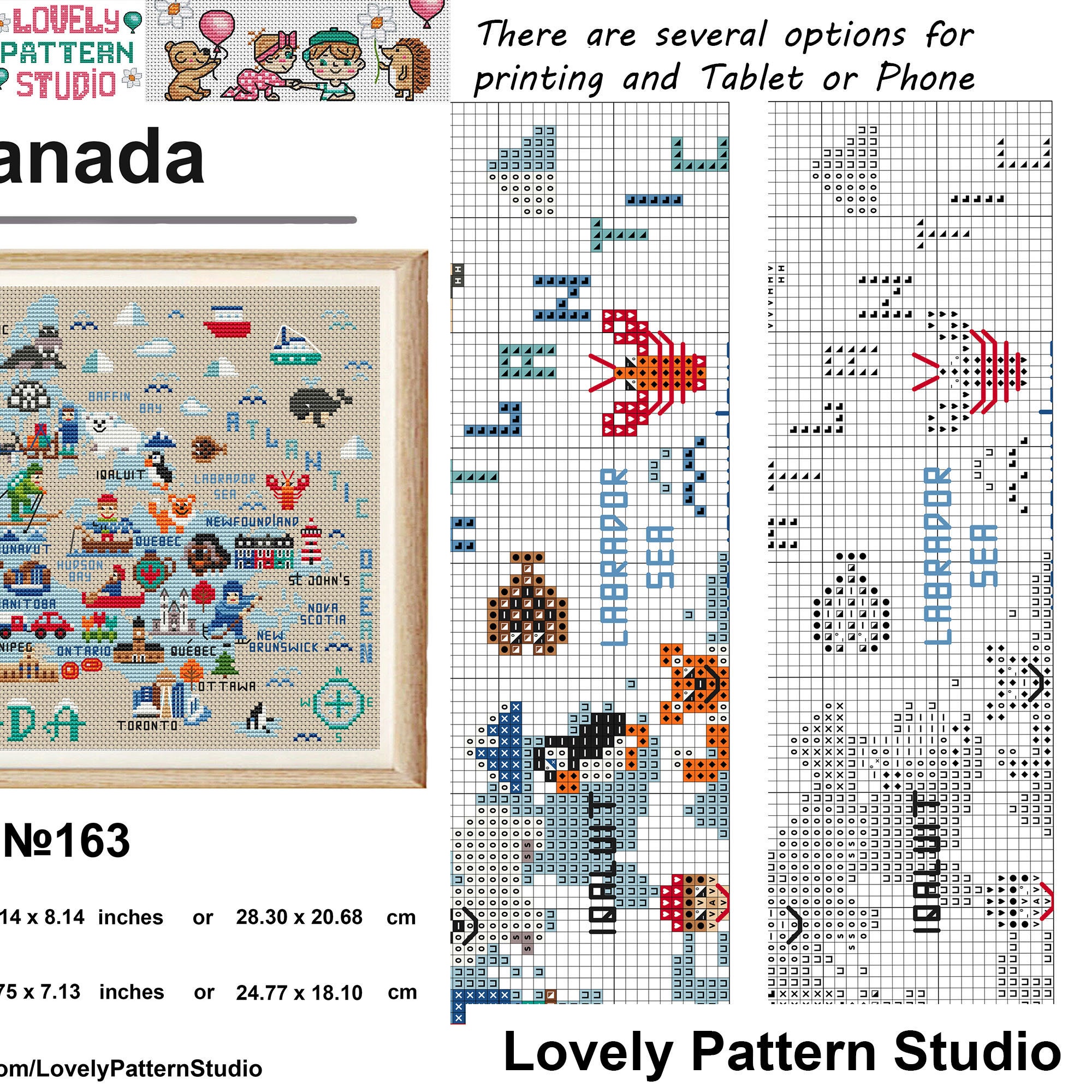 Canada Map Cross Stitch Pattern Pdf 163 Map of Canada Animal Cross ...