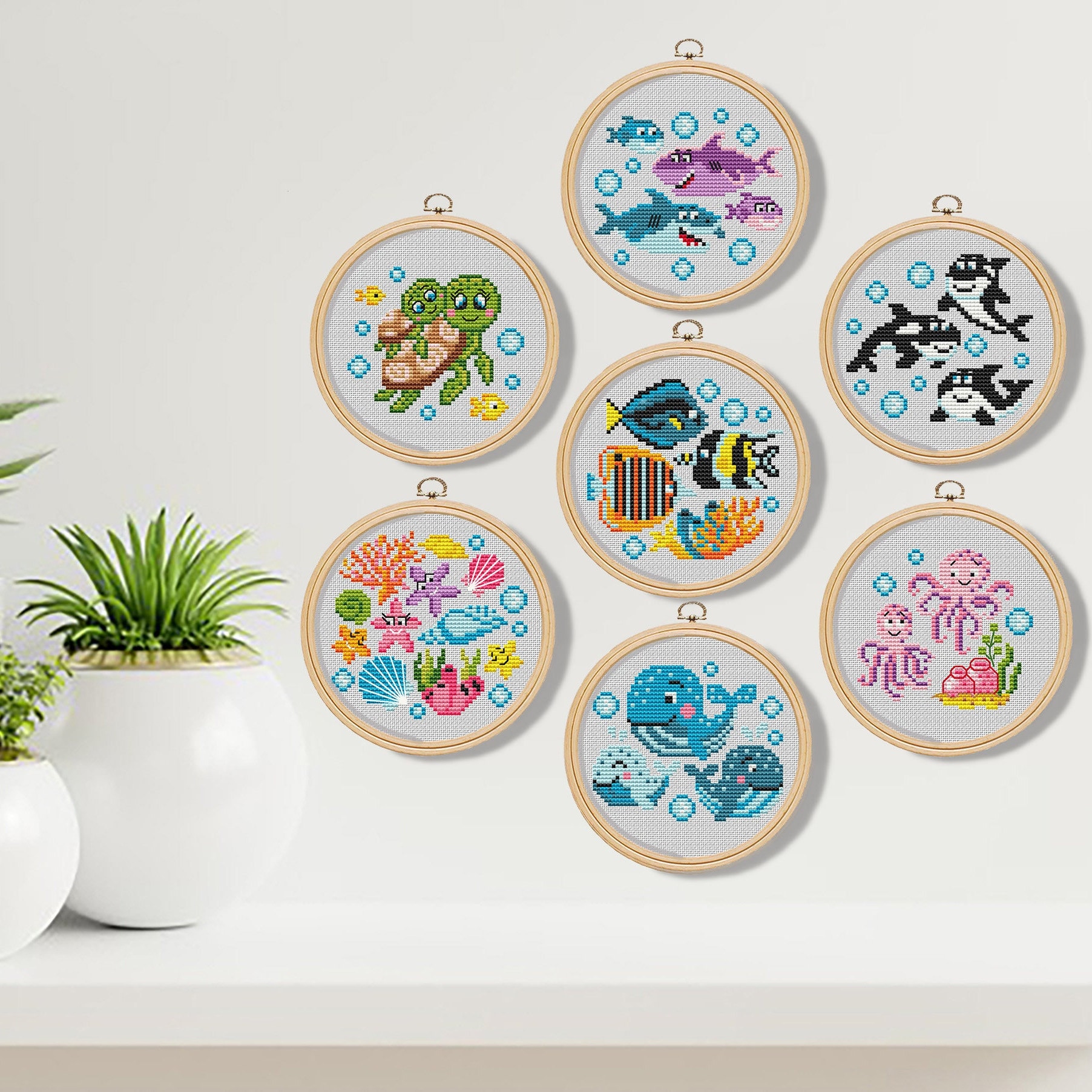 Sea Animals Cross Stitch Pattern Pdf #150 Orca Whale Shark Turtle ...