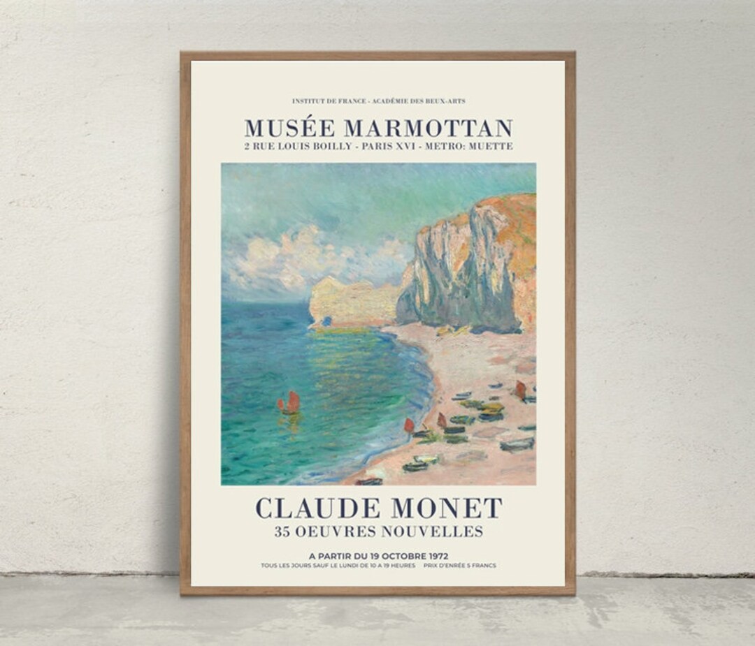 Claude Monet Poster, Etretat the Beach and the Cliff of Amont Poster ...