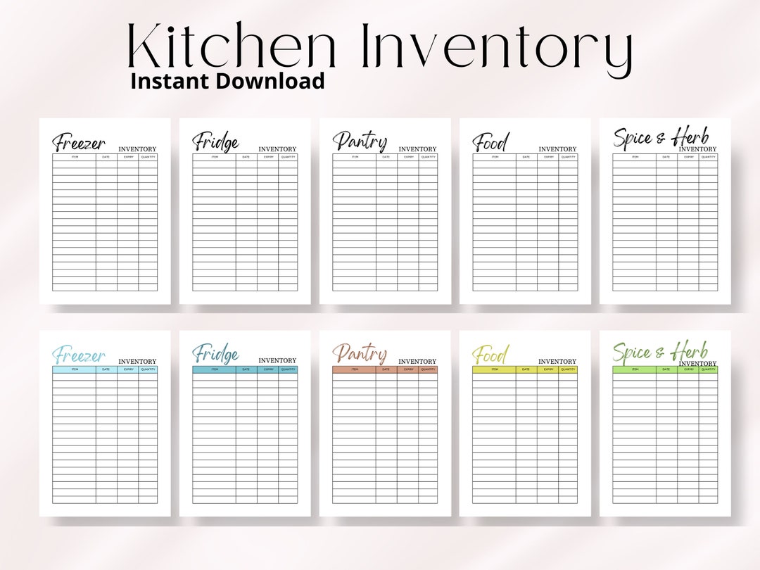 Kitchen Inventory Printable, Fridge, Freezer,pantry, Food Inventory PDF ...