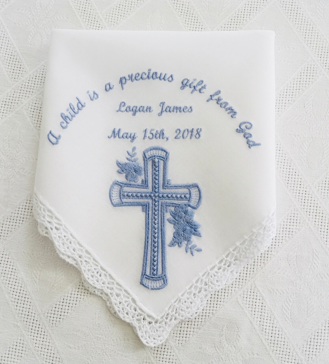 Personalized Embroidered Baptism Handkerchief - Etsy