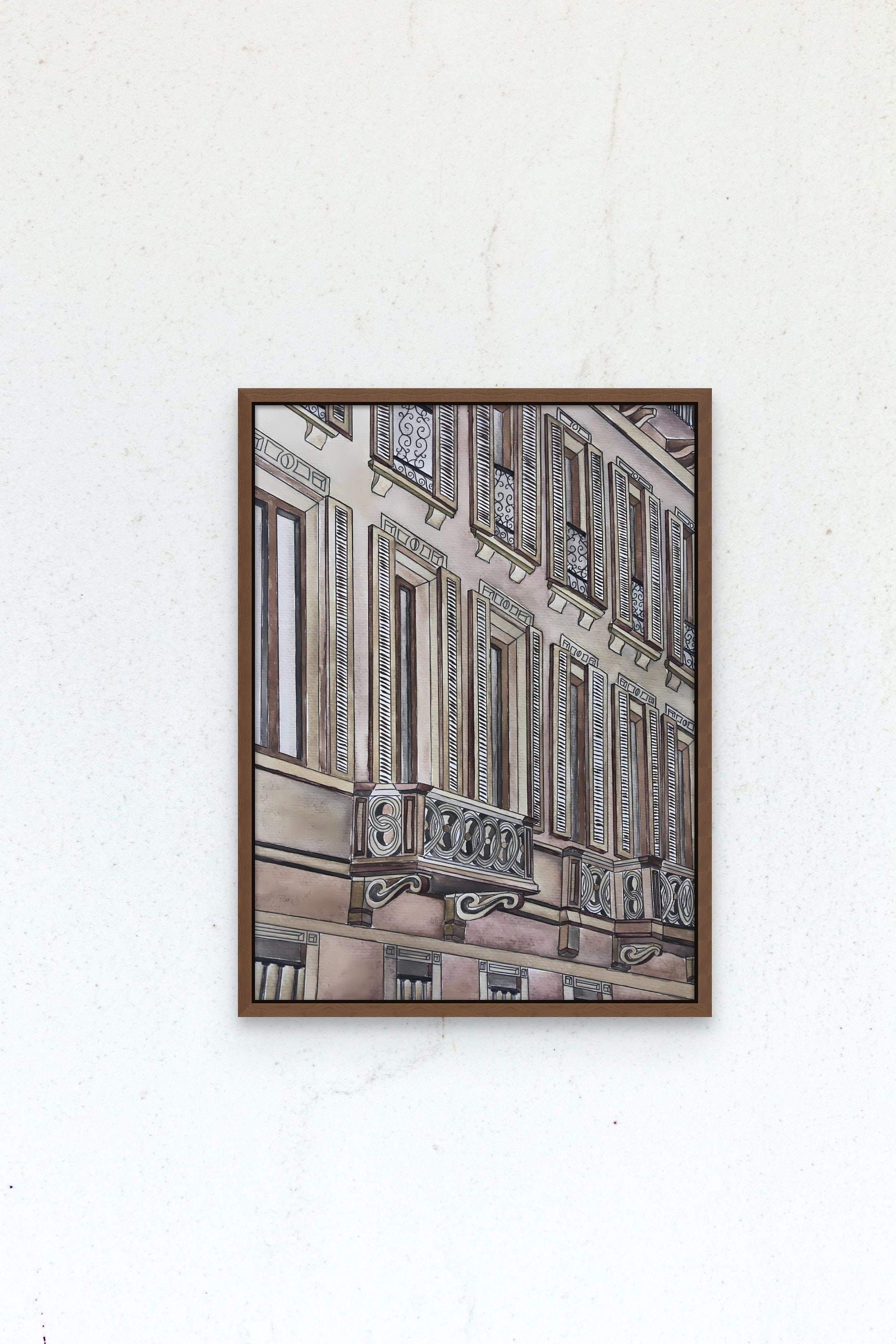 Paris France, Architecture Watercolor Urban City Scene Painting ...
