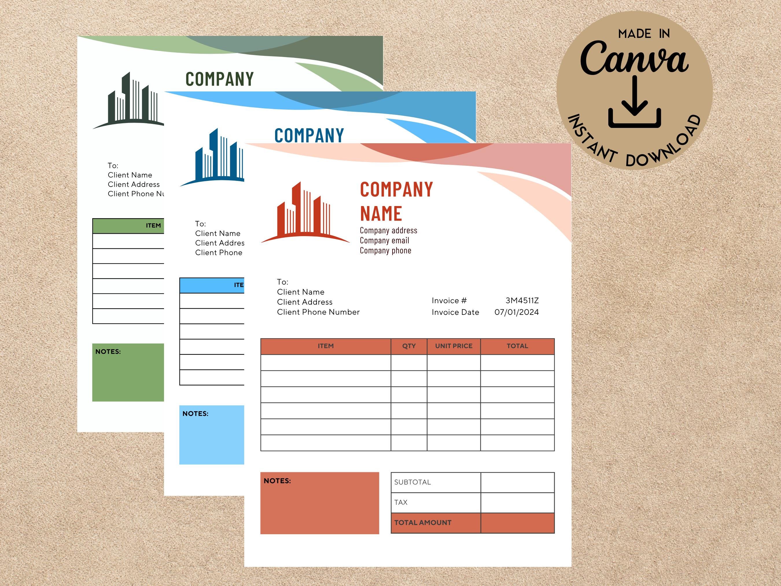 Business Invoice Template for Professional Bookkeeping Instant Download ...
