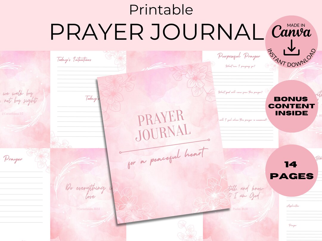 Bible Study Journal Prayer Daily Devotional Journal Printable Worship ...