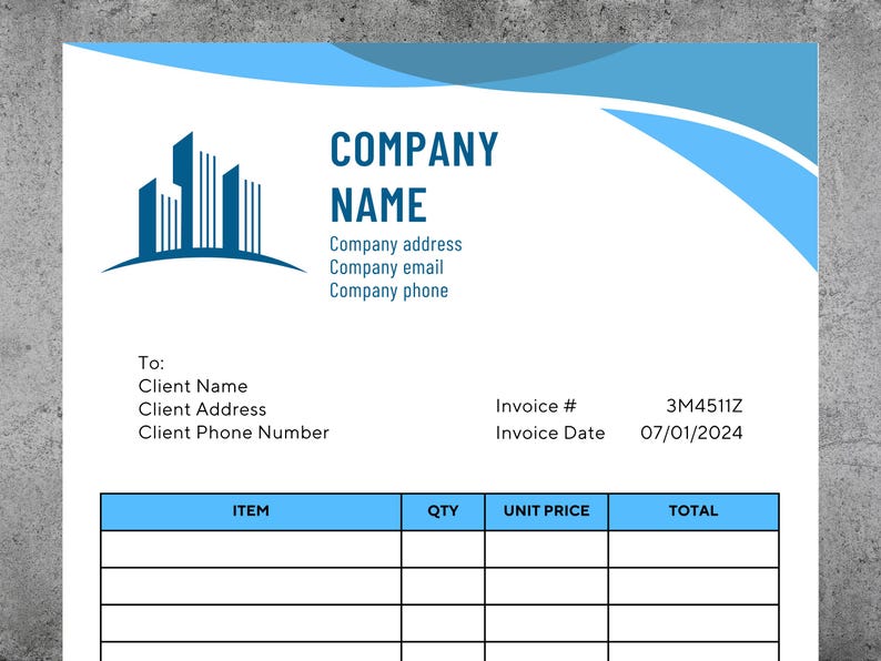 Business Invoice Template for Professional Bookkeeping Instant Download ...