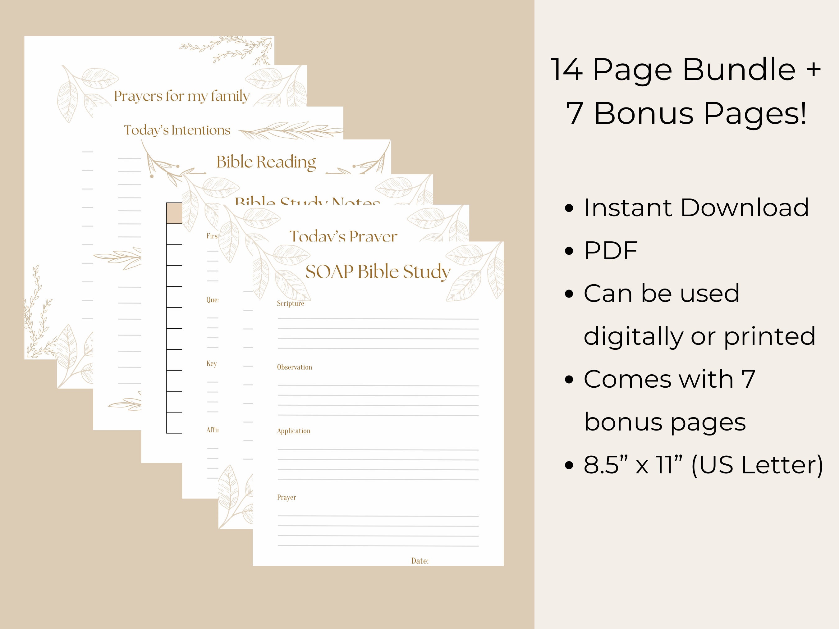 Bible Study Journal Printable Worship Notebook Prayer Daily Devotional ...