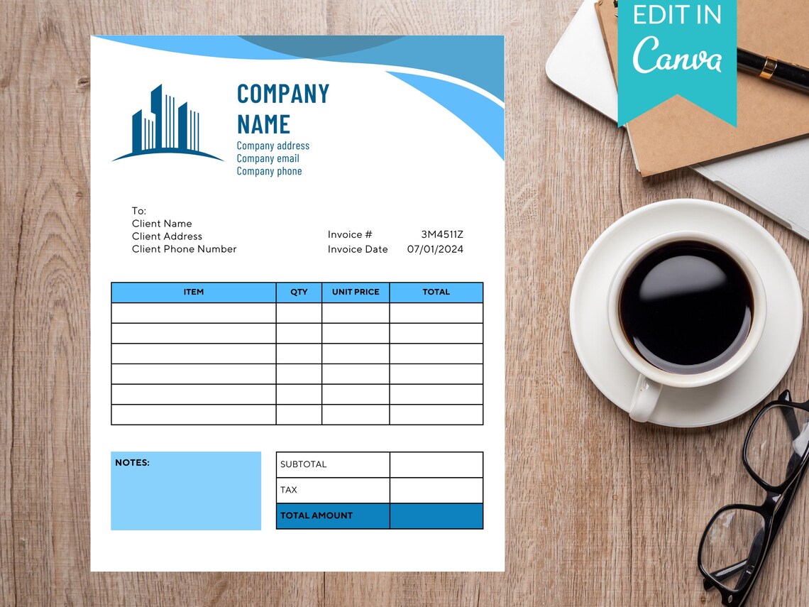 Business Invoice Template for Professional Bookkeeping Instant Download ...