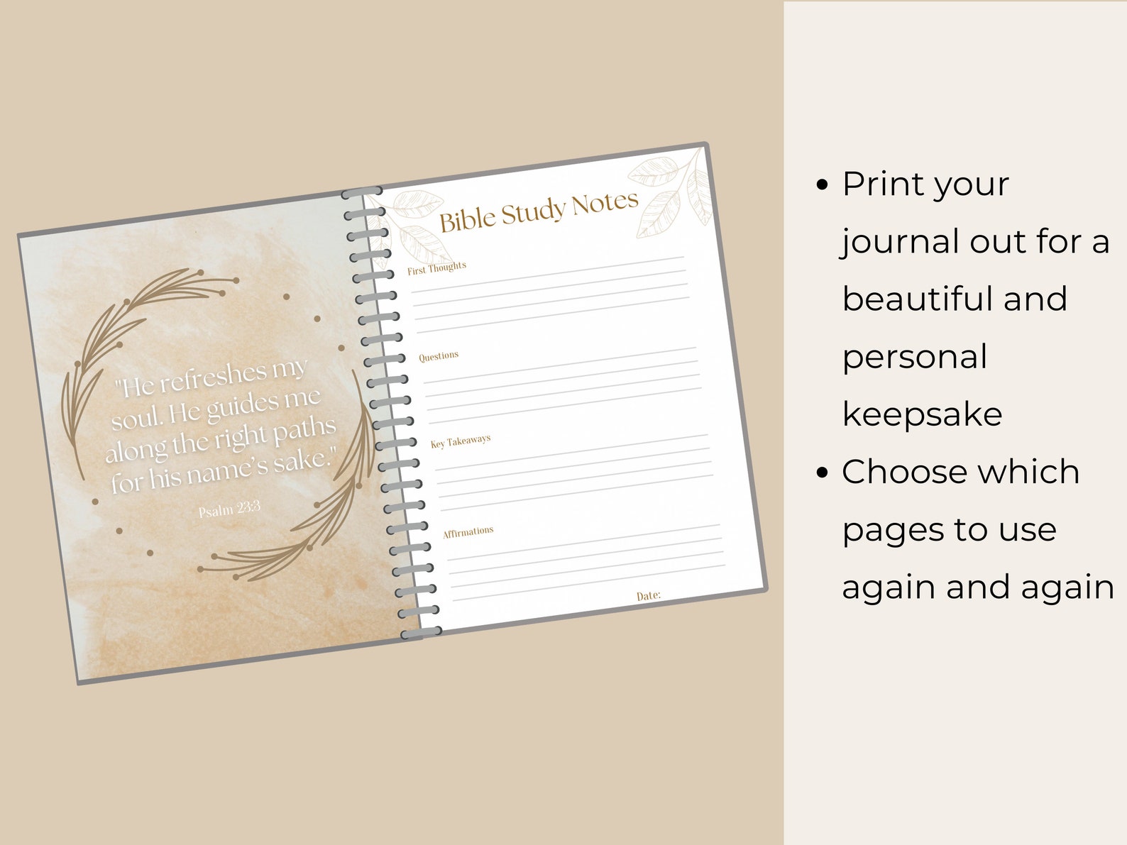 Bible Study Journal Printable Worship Notebook Prayer Daily Devotional ...