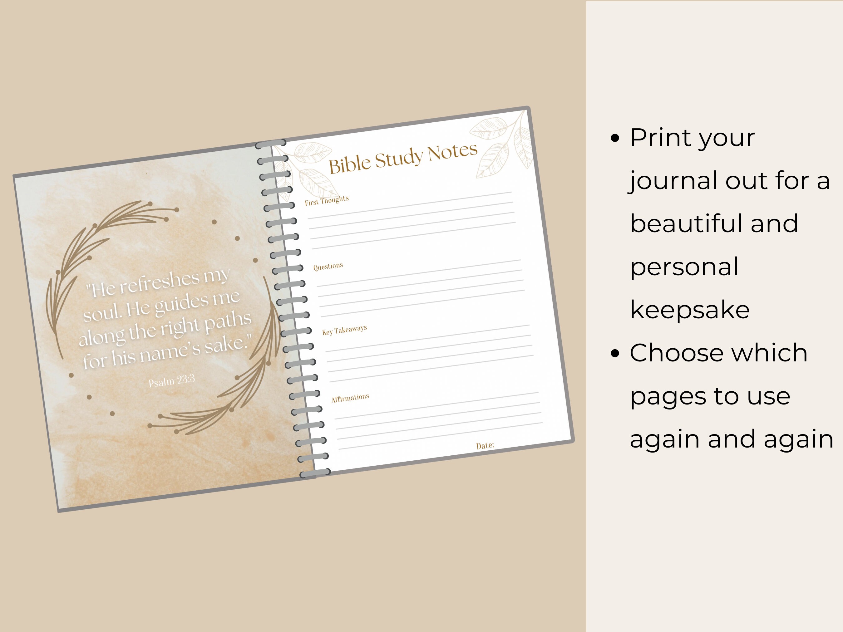 Bible Study Journal Printable Worship Notebook Prayer Daily Devotional ...