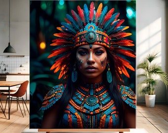 Aztec Carving Museum Poster, Aztec Wall Decor, Pre-columbian ...