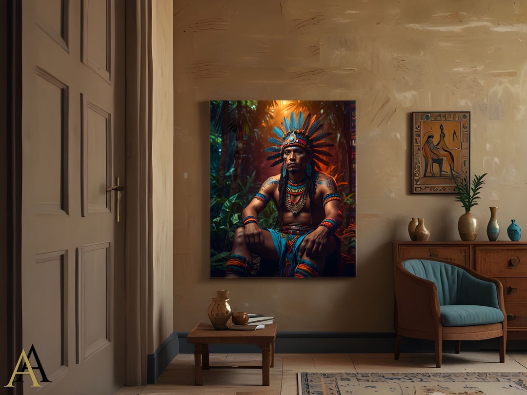 Premium Image: Mayan Shaman Canvas Print | Ancient Mesoamerican God Art ...