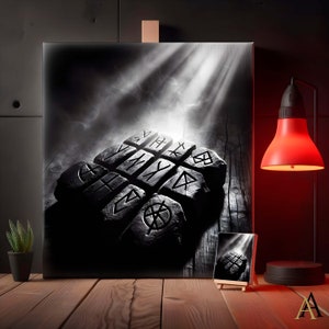 Nordic Runes Canvas Print - Ancestral Mythology Wall Art - Light in ...