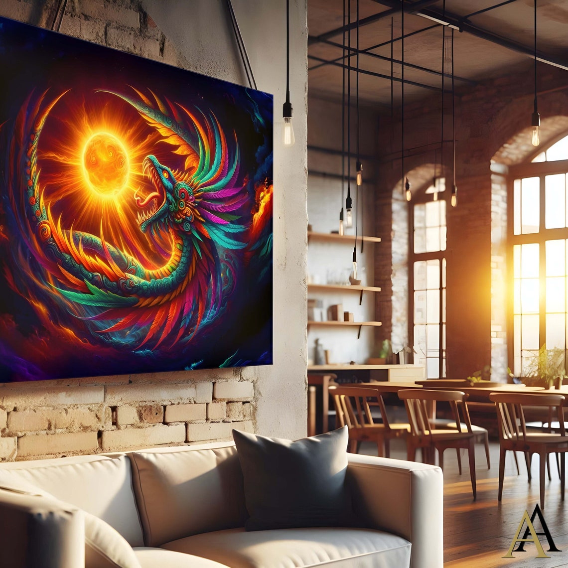Quetzalcoatl Canvas Print | Feathered Serpent Artwork - Aztec God ...