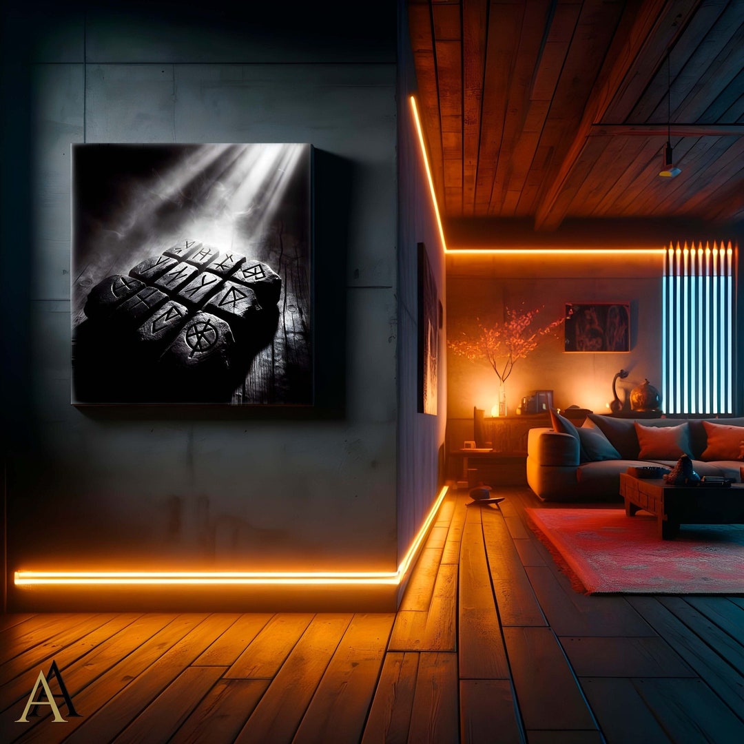 Nordic Runes Canvas Print - Ancestral Mythology Wall Art - Light in ...
