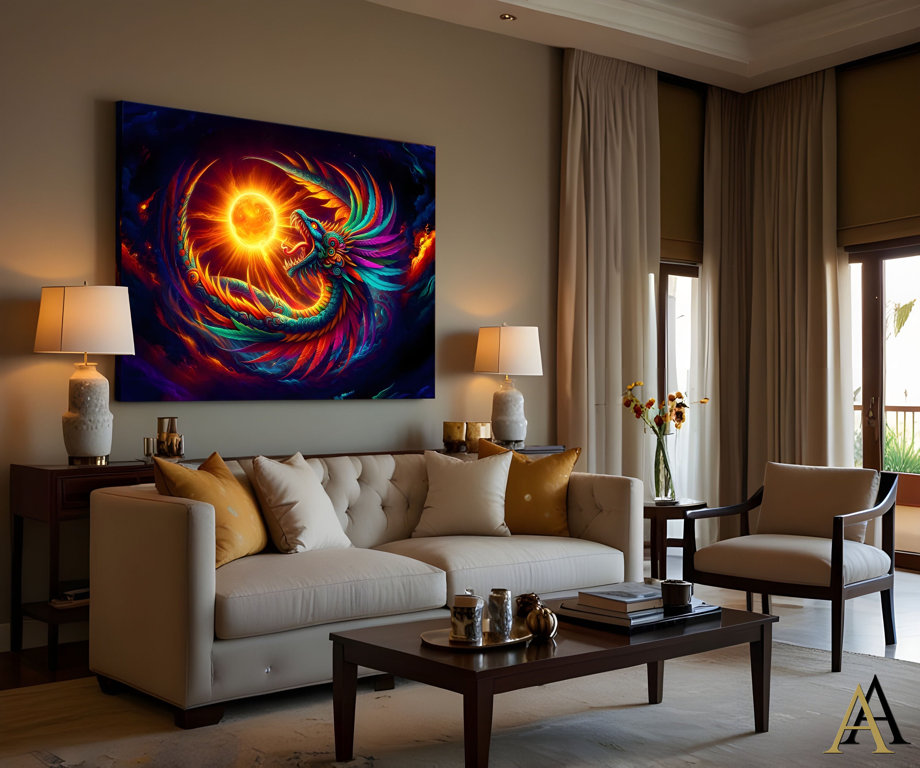 Quetzalcoatl Canvas Print | Feathered Serpent Artwork - Aztec God ...