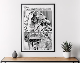Neon Genesis Evangelion Anime Art Print, 90s Manga Poster Home Decor ...