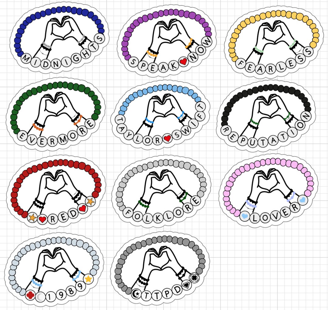 Taylor Swift Friendship Bracelet Sticker Set - Etsy
