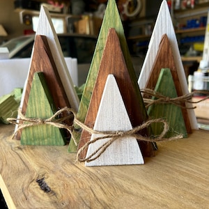 1 Set - 3 Assorted Wood Block Trees - Etsy