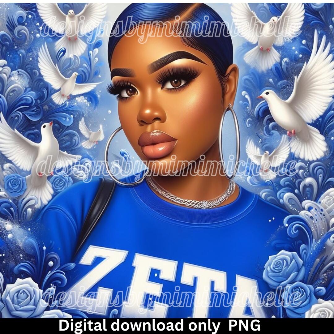Zeta Lady Art: Blue & White Sorority PNG (digital Download) - Etsy