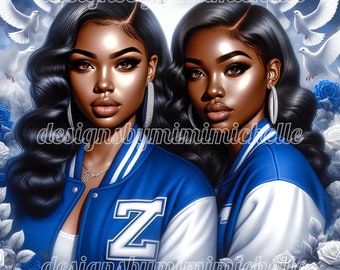 3 Piece 8x10 Zeta Phi Beta Symbols Blue and White Artwork, Printable ...