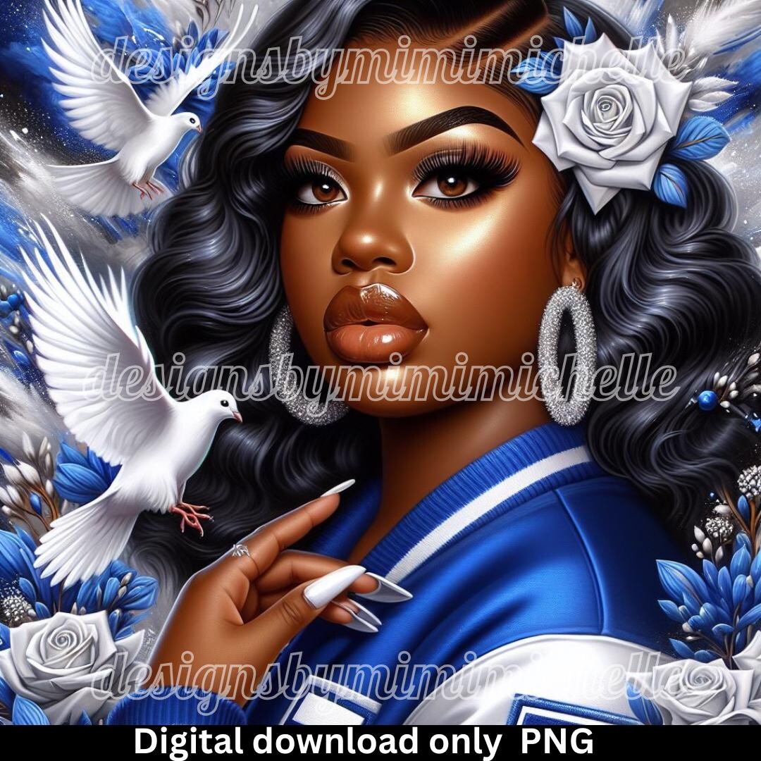 Zeta Lady: Blue & White Sorority Art (digital Download) - Etsy