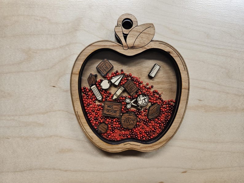 Teacher Gift Apple Shaker Ornament- SVG Laser File - Etsy