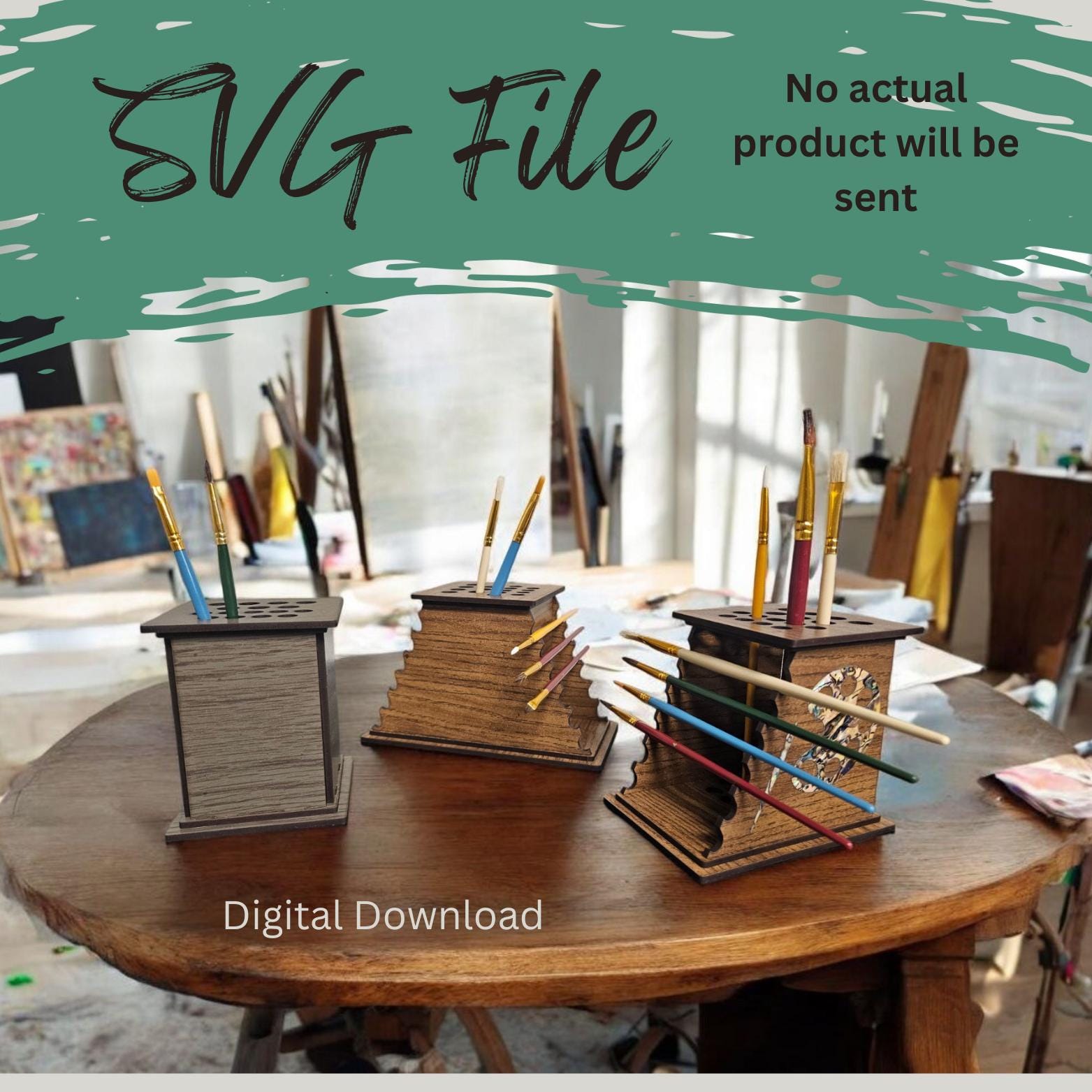 Paintbrush Holders SVG Digital Laser File - Sized for 3mm, 3.5mm, 4mm ...