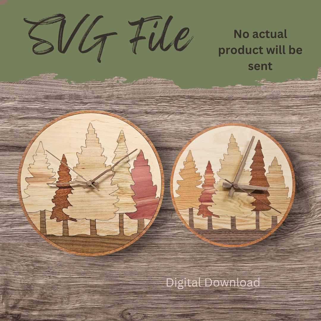 Pine Tree Clock - 2 Sizes - SVG Laser File - Etsy