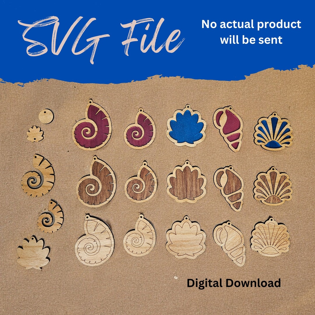 Beachy Sea Shells Inlaid Earrings - SVG - Etsy